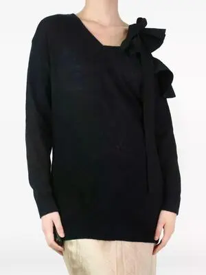 Valentino Garavani Ruffled V-neck Cold-shoulder Sweater