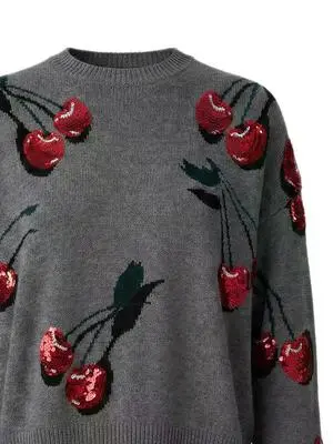 Monse Cherry Intarsia Sequin Embellishment Sweater