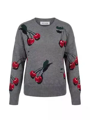 MONSE Monse Cherry Intarsia Sequin Embellishment Sweater