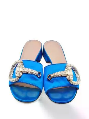 Gucci Horsebit Crystal Embellishment Sandals