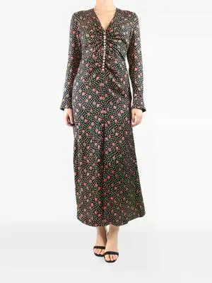 Miu Miu Button-embellished Floral-print Maxi Dress