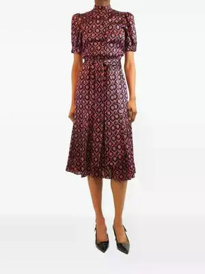 Alice + Olivia Belted Puff-sleeve Maxi Dress - Black