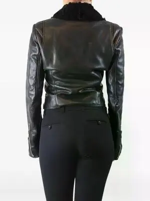 Balenciaga Shearling Collar Biker Jacket