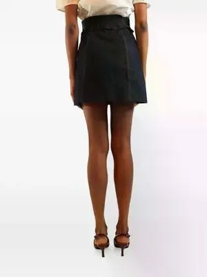 Miu Miu Dark Wash Ruffle Trim Denim Skirt