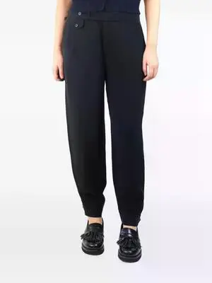 Ralph Lauren Silk Trousers With Buttoned Cuffs - Black