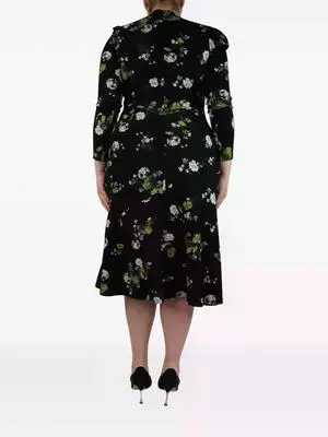 Erdem Floral Print Long Sleeve Midi Dress