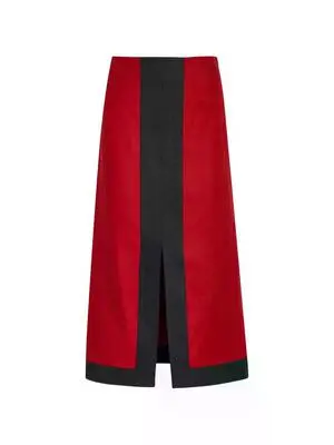 LIBEROWE Ruth Panelled Midi Skirt With Slit Detail - Red
