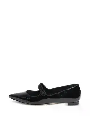 Manolo Blahnik Patent Leather Pointed Toe Flat Pumps - Black