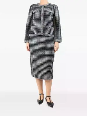 Tory Burch Jacquard Knit Cardigan And Skirt Set