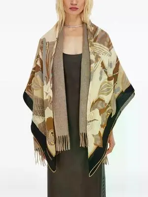 FERRAGAMO Parrots Print Cashmere Shawl