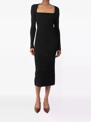 GANNI Rib-knit Midi Dress