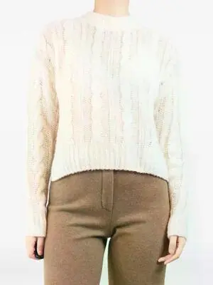 ME+EM Cream Cable-knit High Neck Sweater