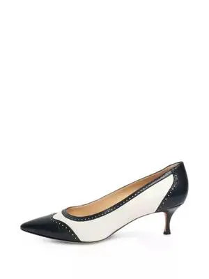 MANOLO BLAHNIK Manolo Blahnik Blue And White Leather Pumps