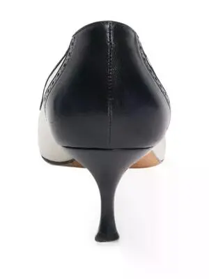 Manolo Blahnik And White Leather Pumps
