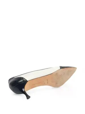 Manolo Blahnik And White Leather Pumps