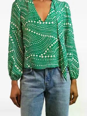 Rixo Polka-dot Silk Blouse