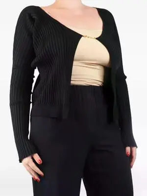Jacquemus Ribbed Cropped Cardigan - Black
