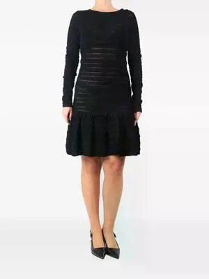 Valentino Garavani Pointelle Knit Ruffled Hem Mini Dress