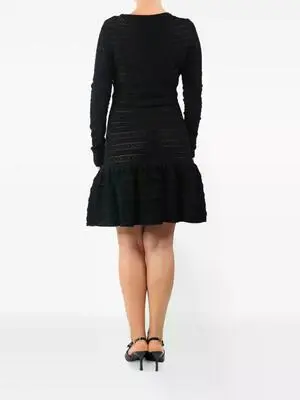Valentino Garavani Pointelle Knit Ruffled Hem Mini Dress