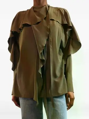 Victoria Beckham Silk Ruffled Tie Neck Blouse