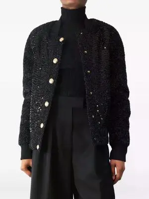 Balmain Sequin-embellished Bomber Jacket - Black
