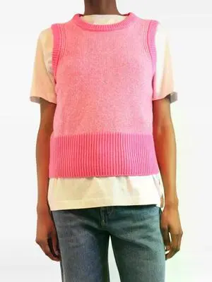 ME+EM Knitted Crew Neck Sweater Vest With Detachable Snood