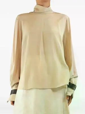 Brunello Cucinelli Silk Blouse With Monili Trim