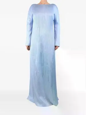 EMILIA WICKSTEAD Plissé Long-sleeve Maxi Dress