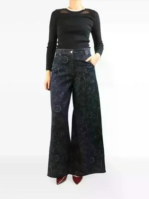 Etro Floral Print Wide-leg Jeans - Blue