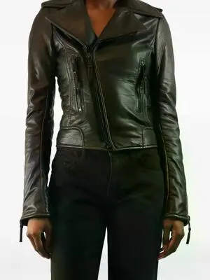 Balenciaga Leather Zip-up Jacket - Brown
