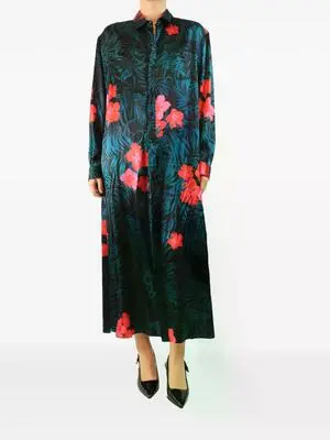 Saint Laurent Floral Print Maxi Shirt Dress