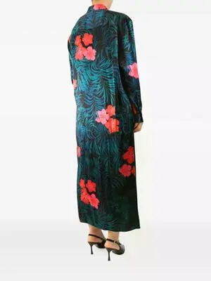 Saint Laurent Floral Print Maxi Shirt Dress