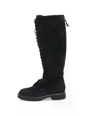 Khaite Lace-up Suede Knee-high Boots - Black