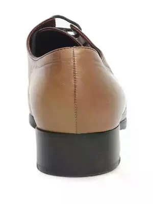 Prada Tan Leather Crocodile-effect Derby Shoes