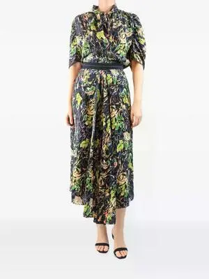 Prada Rose Print Silk Skirt Set