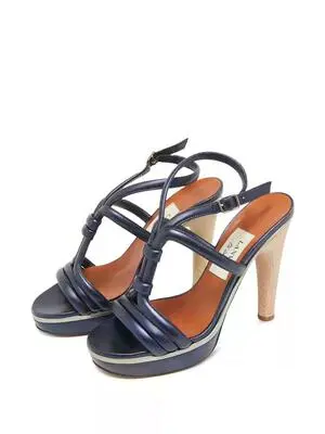 LANVIN Navy Leather Platform Sandals