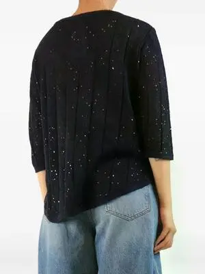 Brunello Cucinelli Sequin Embellished Ribbed-knit Sweater