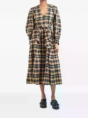 GANNI Seersucker Midi Dress