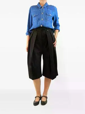 Giuseppe Di Morabito Pinstripe Pleated Bermuda Shorts - Black