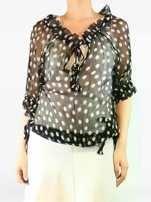 LEE MATHEWS Polka Dot Sheer Top - Black