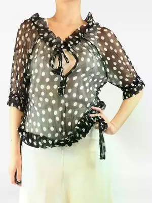 LEE MATHEWS Polka Dot Sheer Top