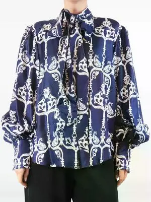 Borgo De Nor Marcel Silk Graphic Print Blouse - Blue
