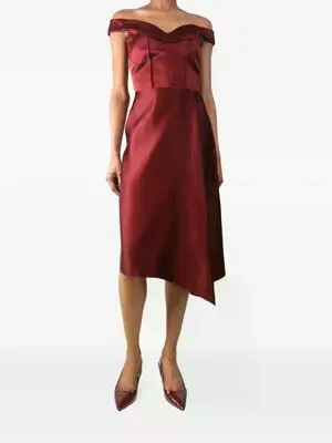 Alexander McQueen Off-shoulder Asymmetric Midi Dress