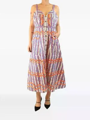 Saloni Sleeveless Floral Print Midi Dress - Neutrals
