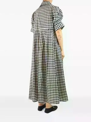 Thierry Colson Gingham Puff Sleeve Midi Dress