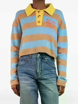 Mira Mikati Striped Polo Sweater