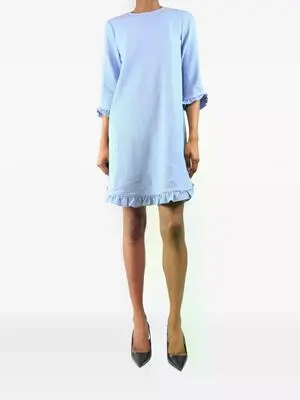 GANNI Ruffled Crepe Mini Dress - Blue