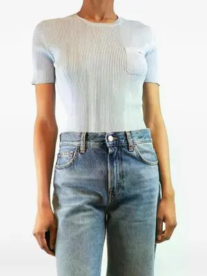 Prada Ribbed Knit Chest Pocket Top