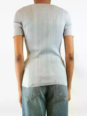 Prada Ribbed Knit Chest Pocket Top