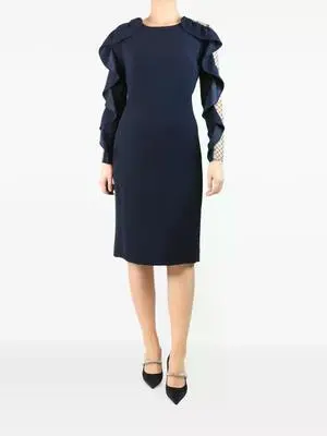 Jenny Packham Ruffled Mesh-panel Midi Dress